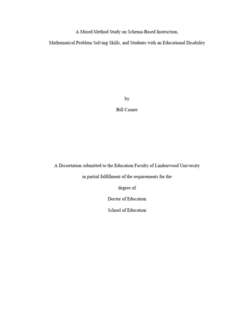 A Mixed Method Study On Schema-Based Instruction, Dissertation 2016 ...