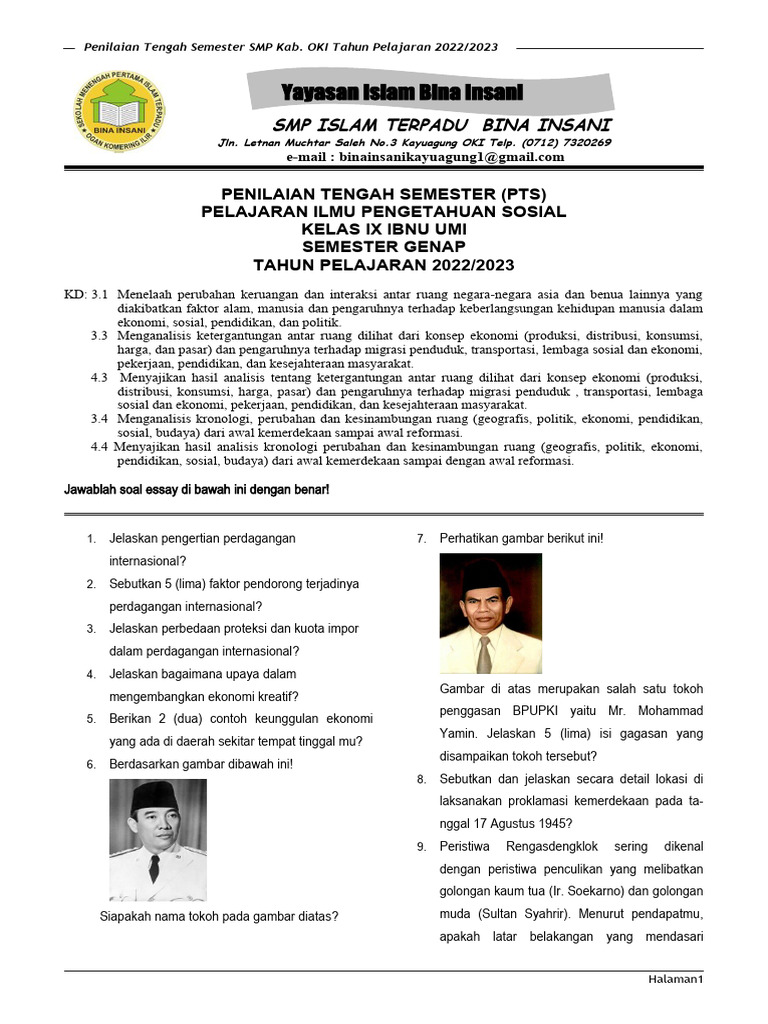 Soal PTS IX IBNU UMI IPS | PDF | Sejarah