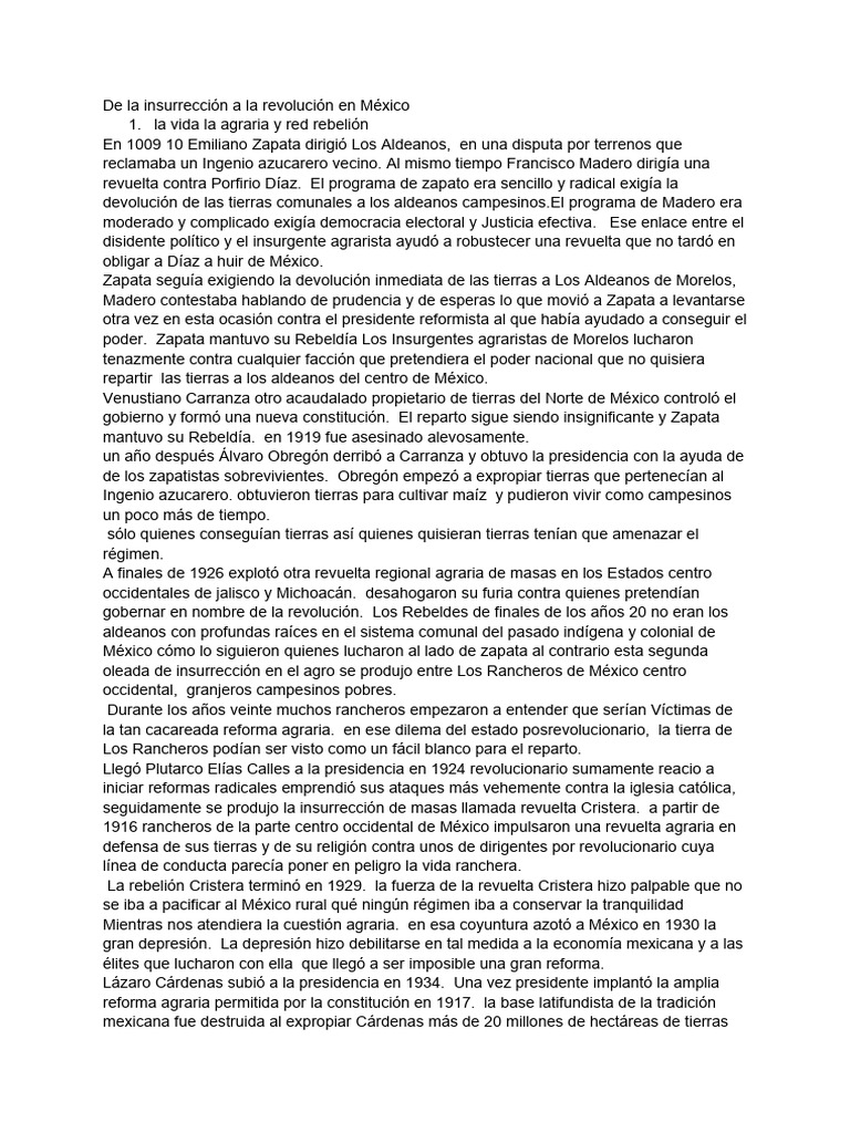 De La Insurrección A La Revolución en México | PDF | México | Campesino