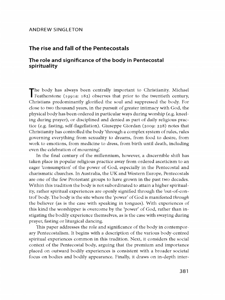 Andrew Singleton, The Rise and The Fall of The Pentecostals - The Role ...