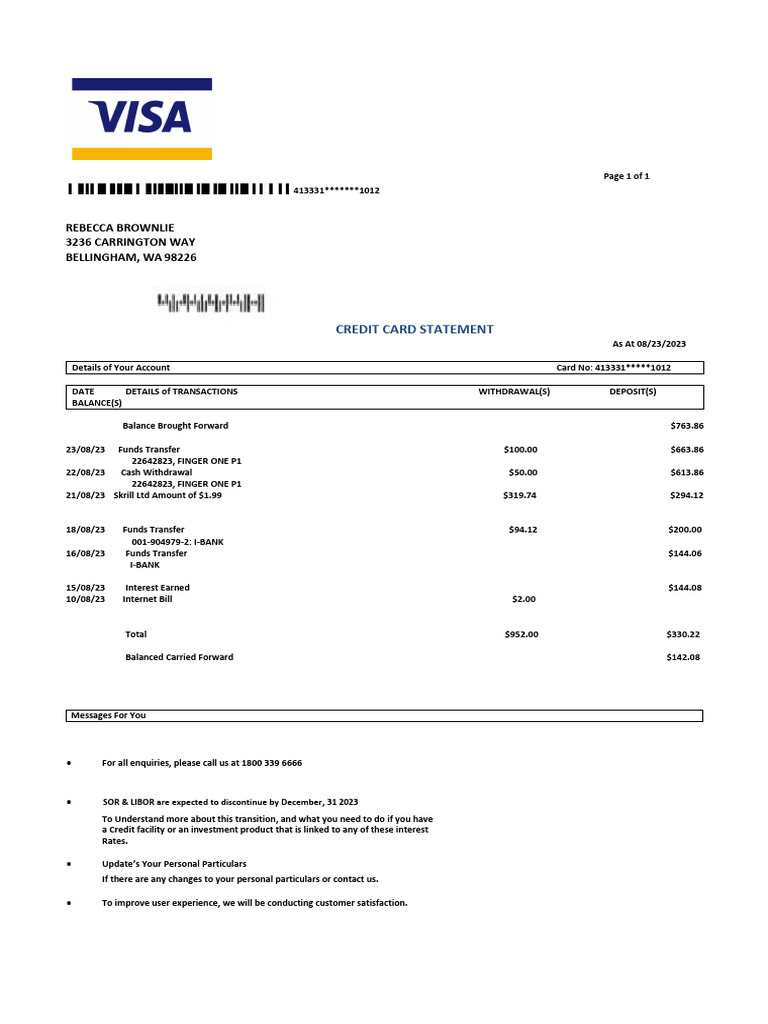 Card Statement | PDF | Credit Card | Payments