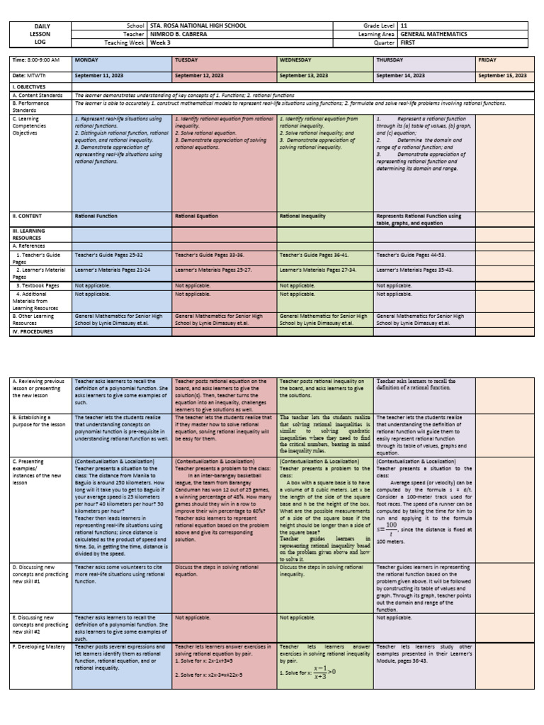 GM - DLL Week 3 | PDF | Function (Mathematics) | Equations