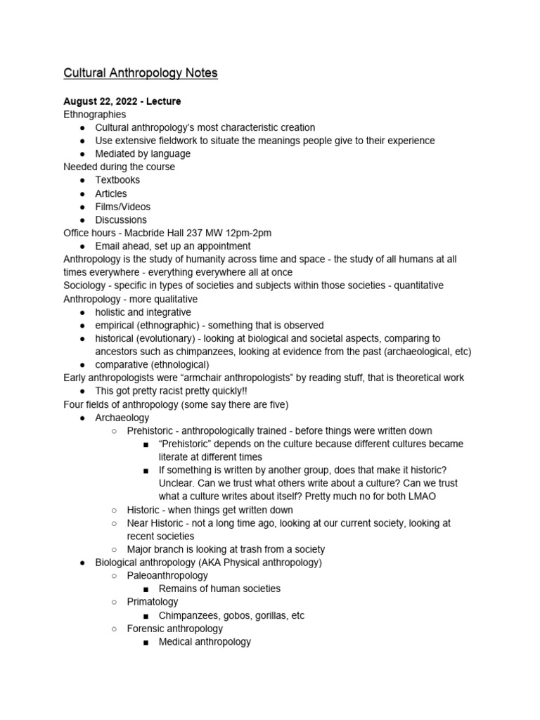 Cultural Anthropology Notes | Download Free PDF | Pastoralism | Agriculture