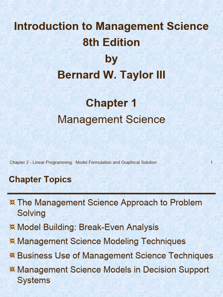 2 Introduction To Management Science | PDF | Linear Programming | Operations Research