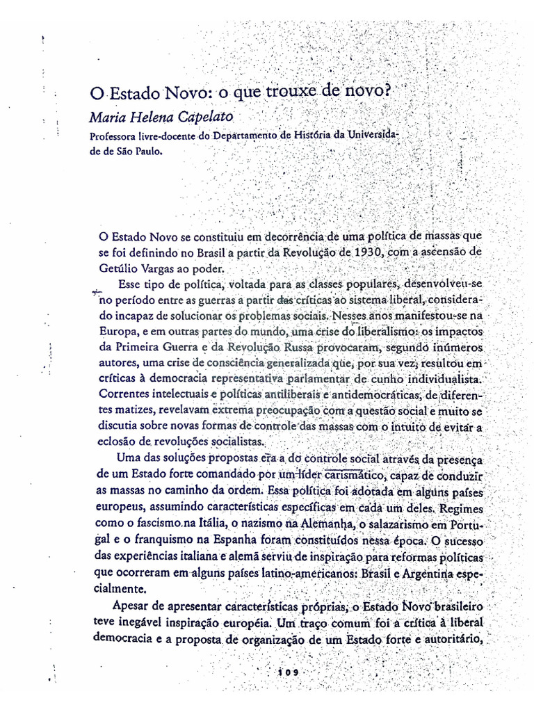 Maria Helena Capelato - O Estado Novo o Que Trouxe de Novo. Jorge ...