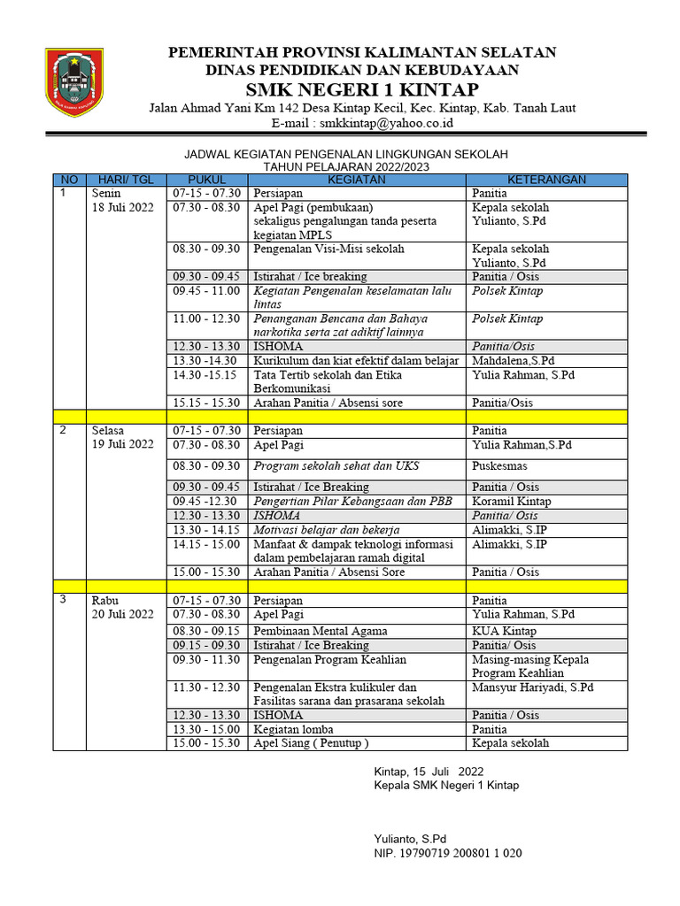 Jadwal MPLS SMK 2022 | PDF