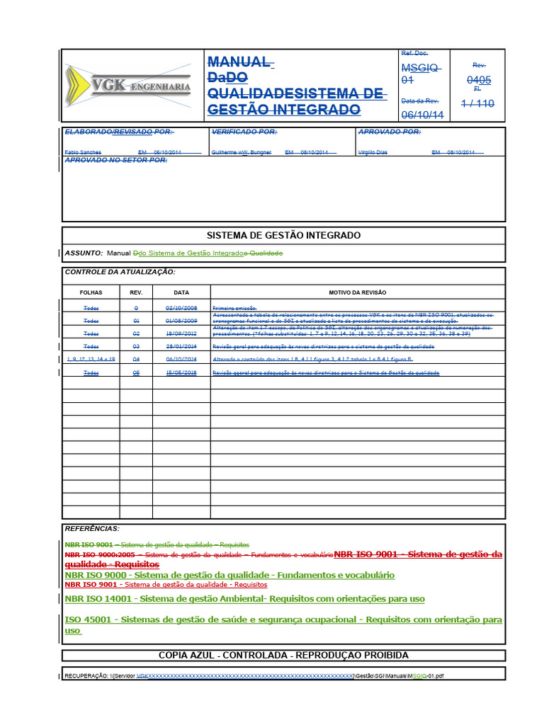 Msgi-01 - Manual Do Sgi | PDF | ISO 9000 | Análise SWOT