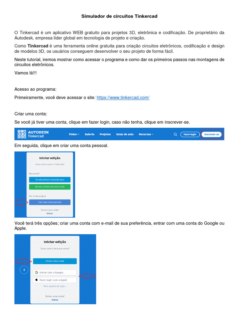 Simulador de Circuitos Tinkercad | PDF | Janela (informática) | Rede elétrica