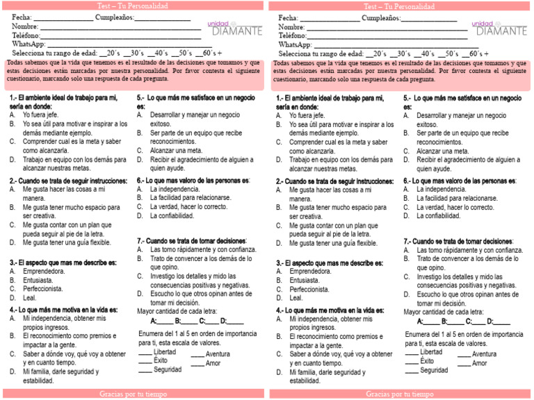 Encuesta Personalidad | PDF | Cuestionario