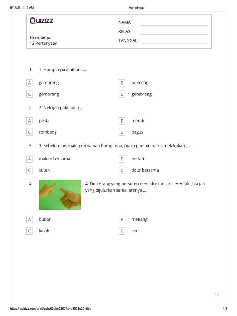 PLBJ Bab 1 Hompimpa | PDF