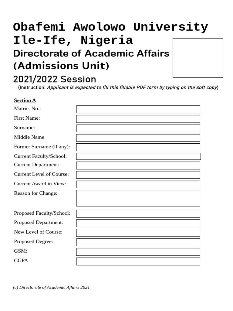 Change of Course Form 2021 | PDF