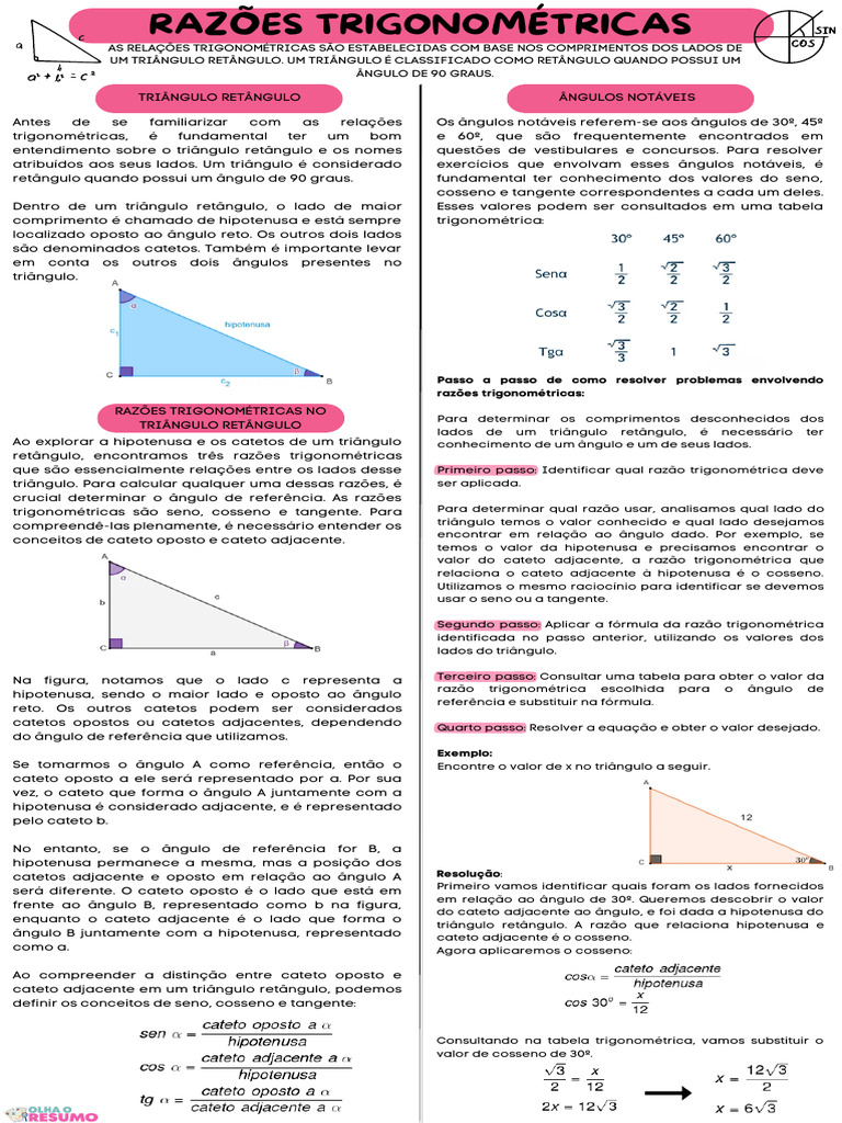 Razões Trigonométricas | PDF | Trigonometria | Triângulo