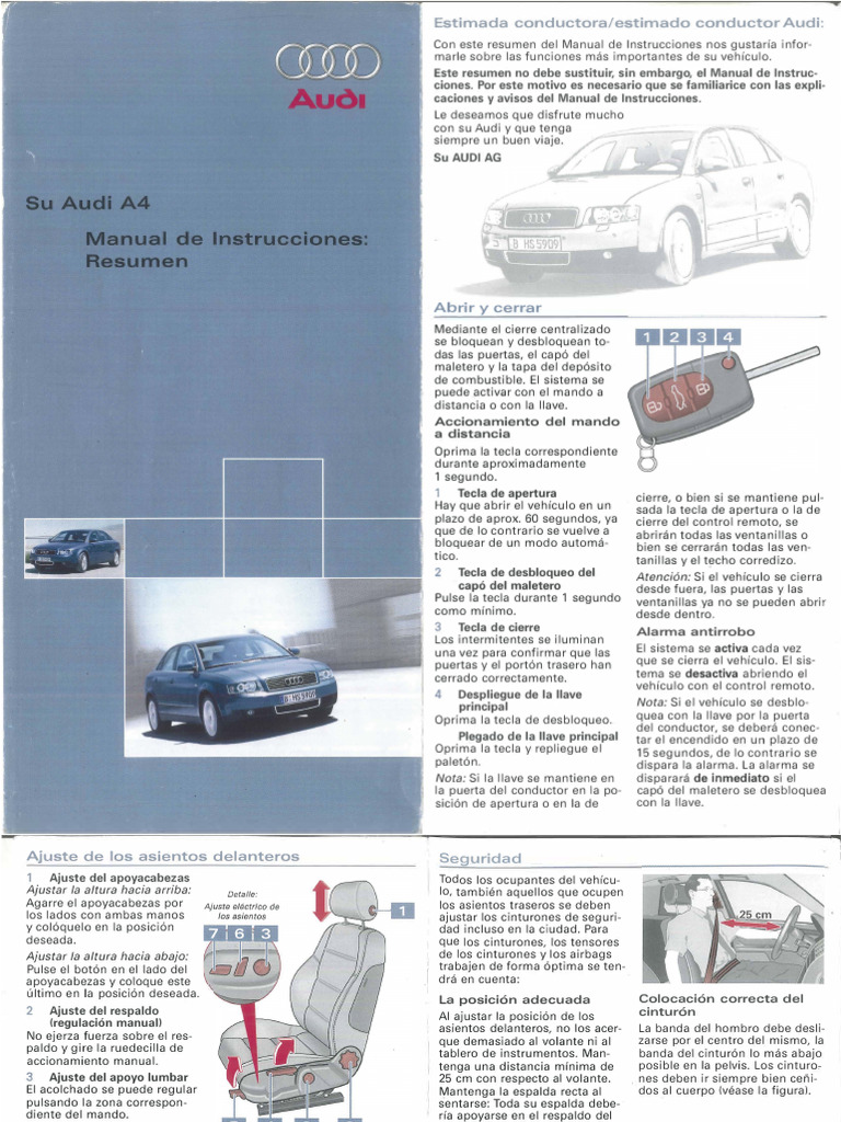 Manual Resumen de Instrucciones Audi A4 B6 | PDF | Tecnologías ...
