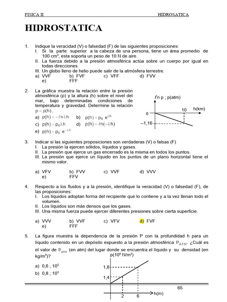 Sesion 5 Ejercicios | PDF | Presión | Atmósfera
