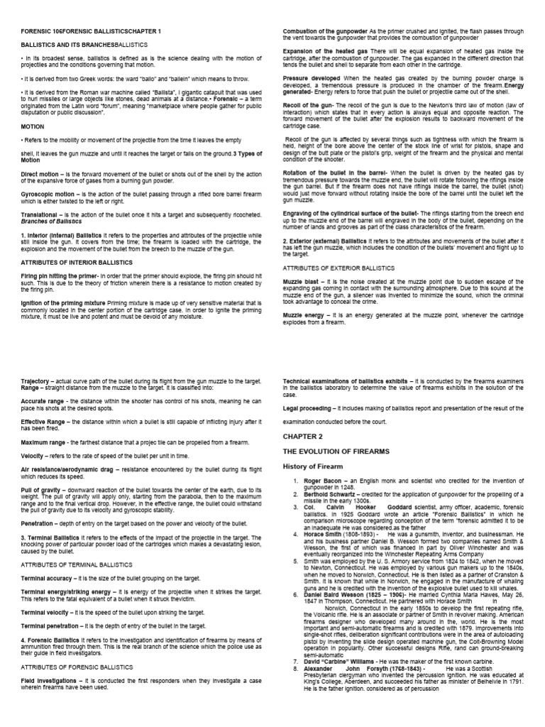 FORENSIC 106FORENSIC BALLISTICS CHAPTER 1 To Chapter5 | PDF | Cartridge ...