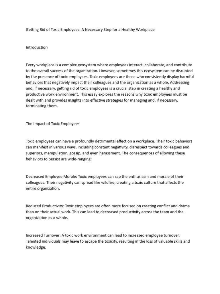Getting Rid of Toxic Employees | PDF | Employment | Turnover (Employment)