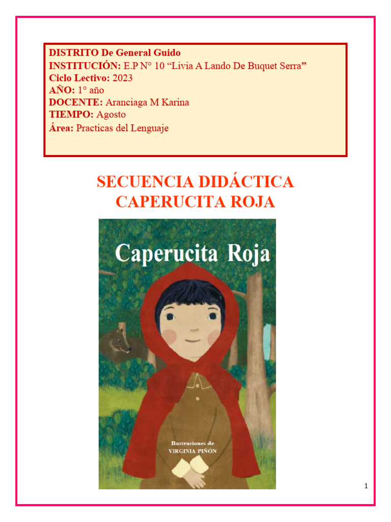 SECUENCIA DIDÁCTICA CAPERUCITA ROJA 23 Lore | PDF | Caperucita Roja ...