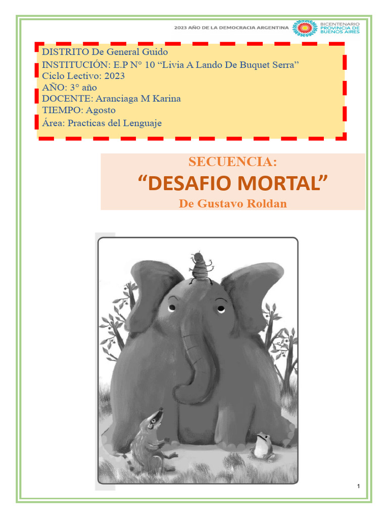 Actividades del Cuento "Desafío Mortal" | PDF | Escritura ...