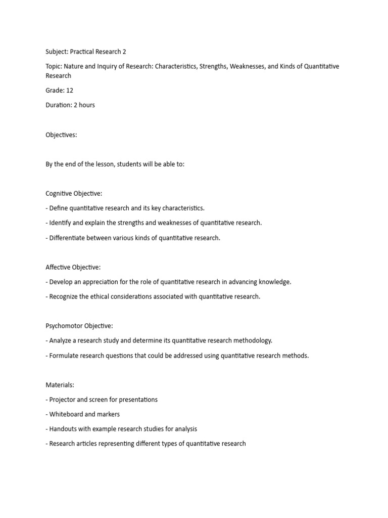 Practical Research 2 | PDF | Statistics | Quantitative Research