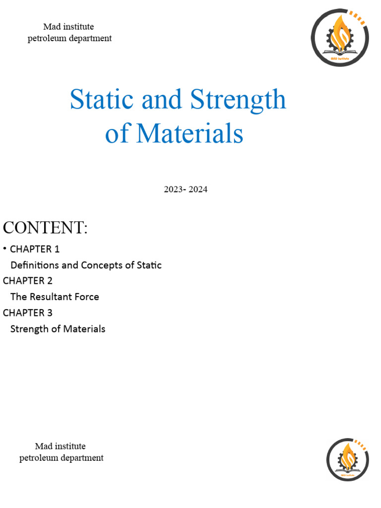 Static and Strength of Materials | PDF | Bending | Deformation ...