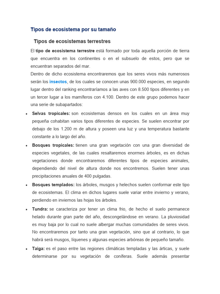 Tipos de Ecosistema Por Su Tamaño | PDF | Ecosistema | Arboles