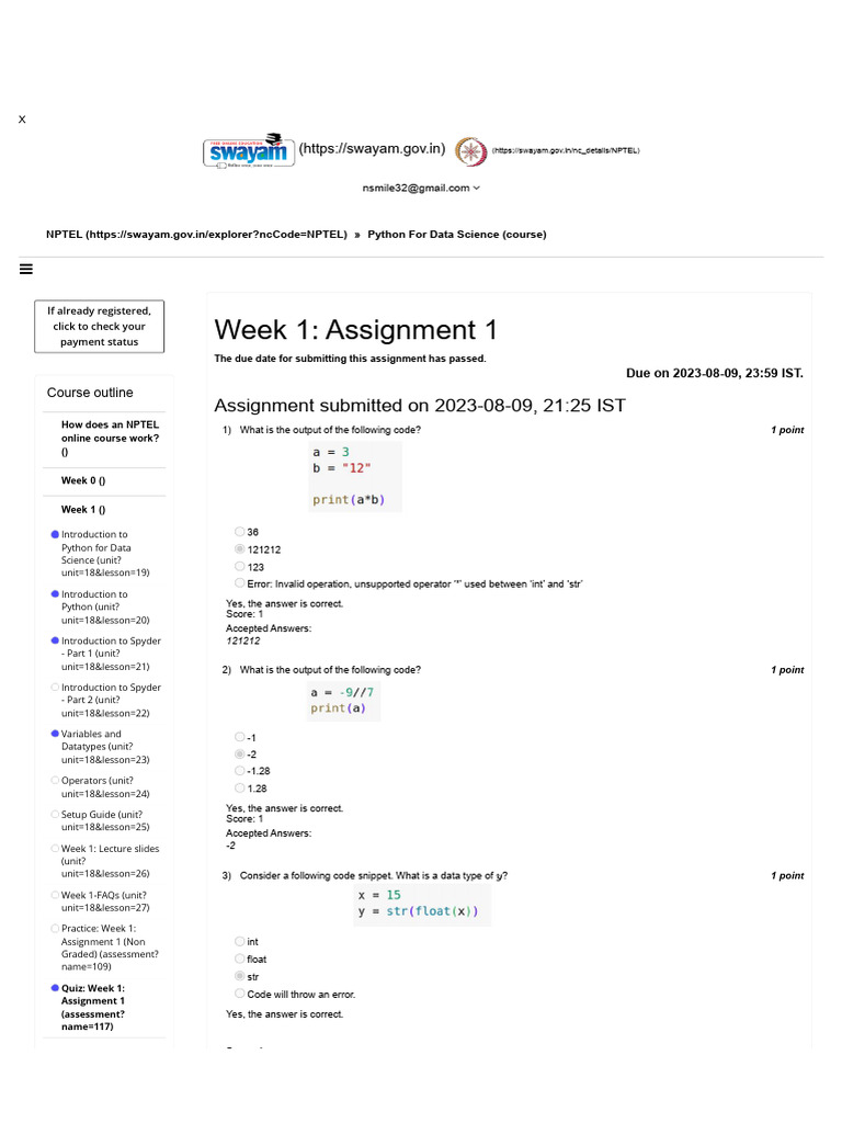 Assigment - 1 - Week 1 - 2023 - G | PDF | String (Computer Science) | Python (Programming Language)