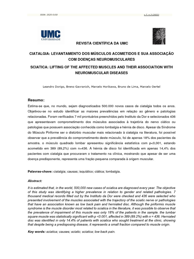 Ciatalgia Levantamento Dos Músculos Acometidos e Sua Associação | PDF ...