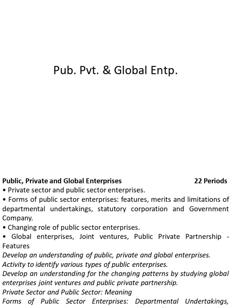 Public and Private Sector Enterprises Overview | PDF | Public–Private ...