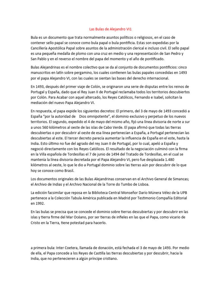 Las Bulas de Alejandro VI | PDF | Iglesia Católica | Santa Sede