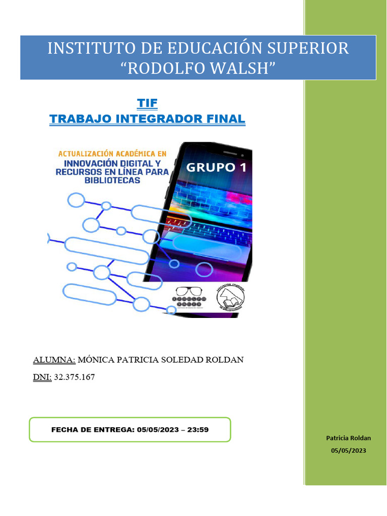 Tif-Grupo1-Roldan, Monica | PDF | Bibliotecas | Aplicación movil