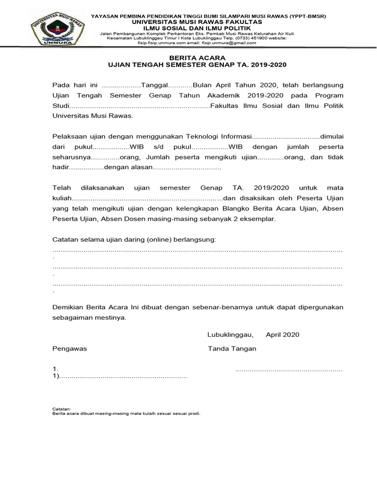 Berita Acara-Absen Dosen-Absen Dosen UTS | PDF