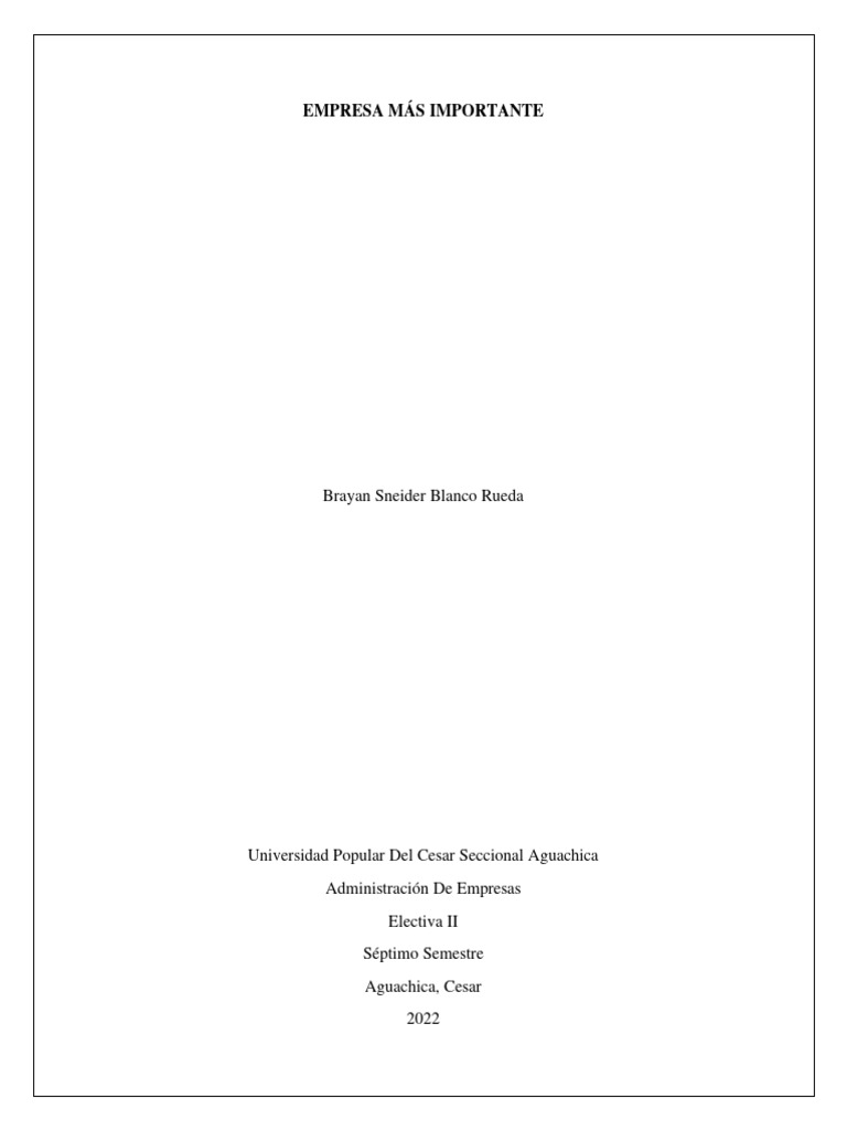 Empresa Más Importante, Brayan Blanco Rueda | PDF | Business