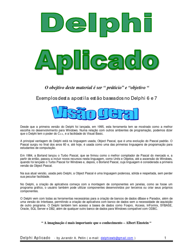 Delphi Aplicado Módulo 1A | PDF | Linguagem de programação | Byte