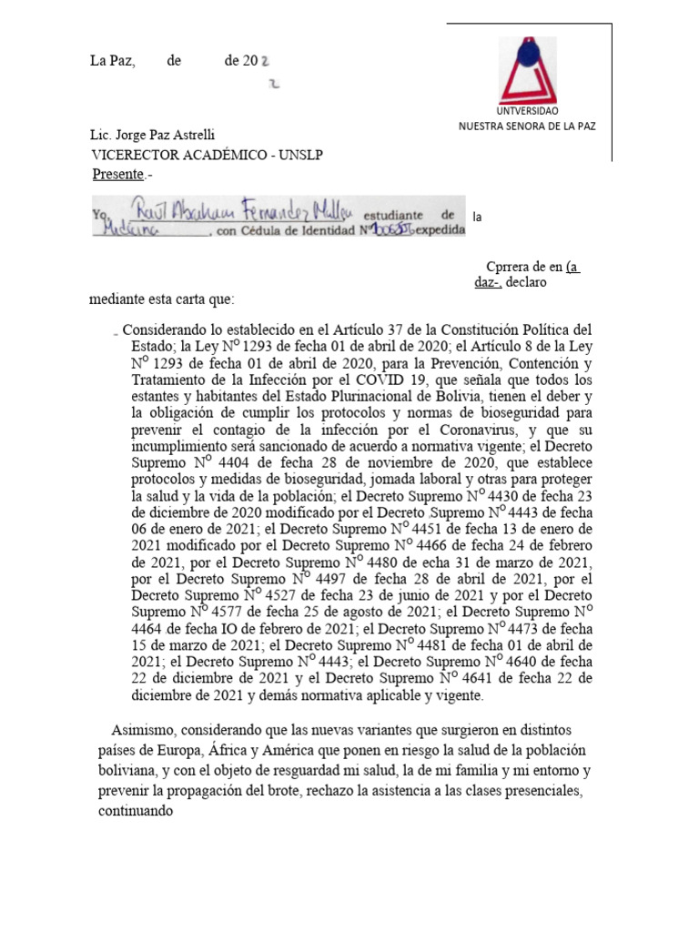 Declaración de Jorge Paz sobre clases virtuales | PDF | Ciencia y ...