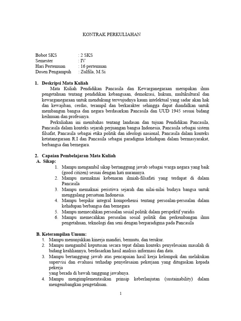 Kontrak Perkuliahan | PDF