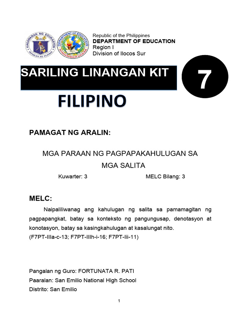 Fil 7 (Melc 3 - Q3) | PDF