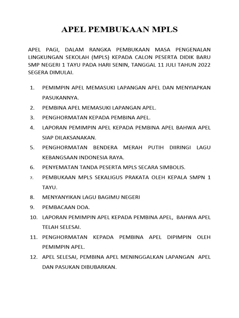 Apel Pembukaan Mpls | PDF