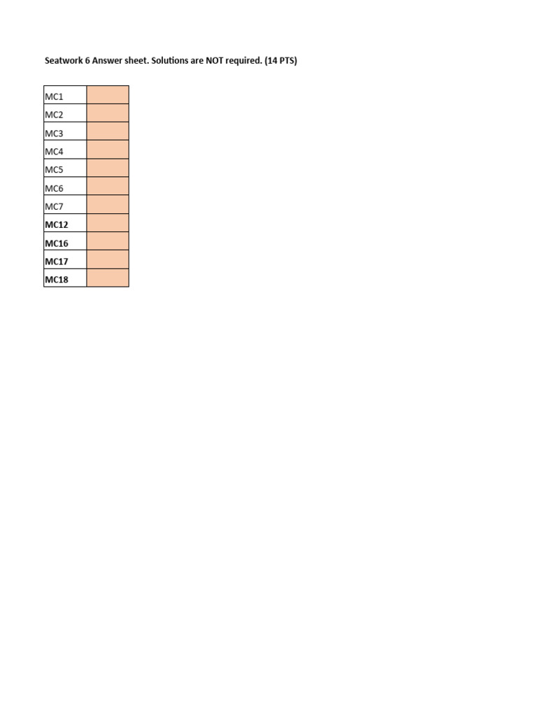 Seatwork 6 Answer Sheet | PDF