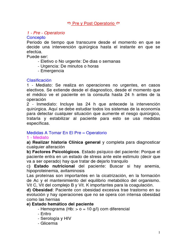 Preoperatorio y Postoperatorio | PDF | Herida | Glucocorticoides