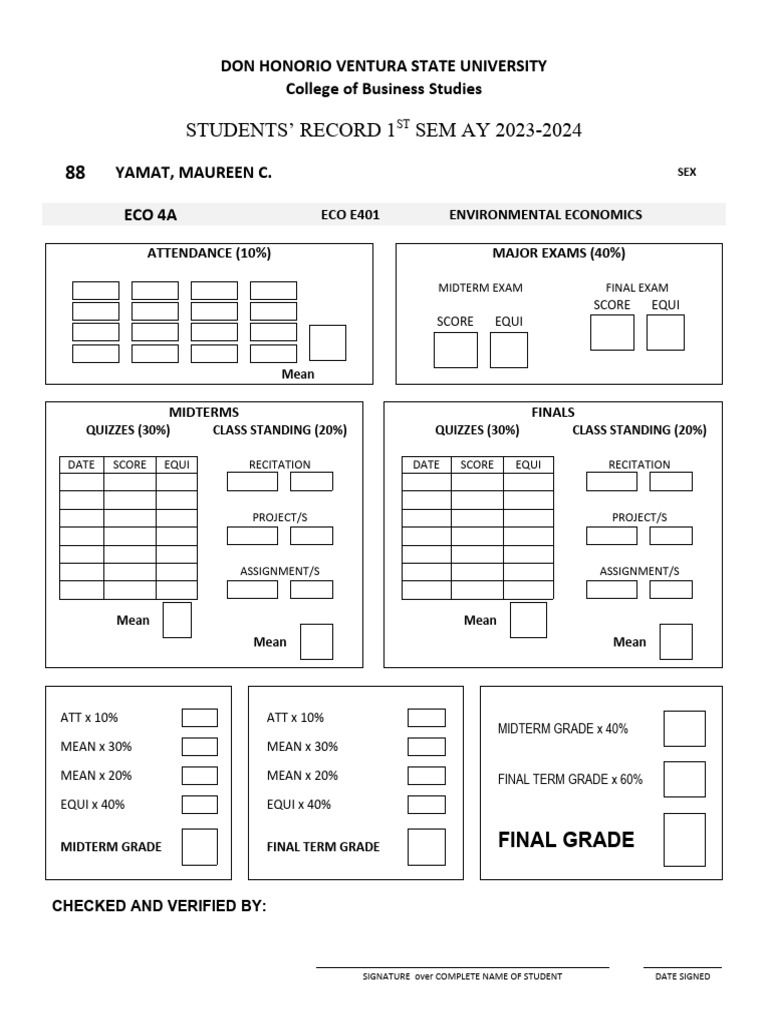 ECO 401 Student Record File | PDF