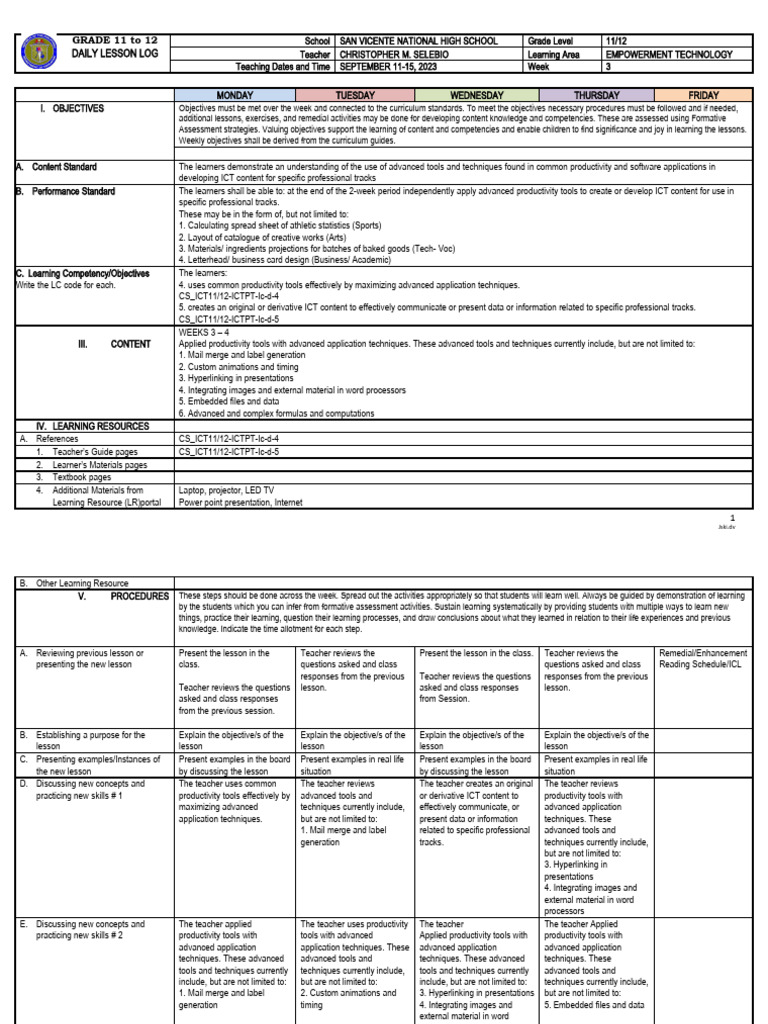 DLL Empowerment Tech Week 3 & 4 | PDF | Learning | Educational Technology