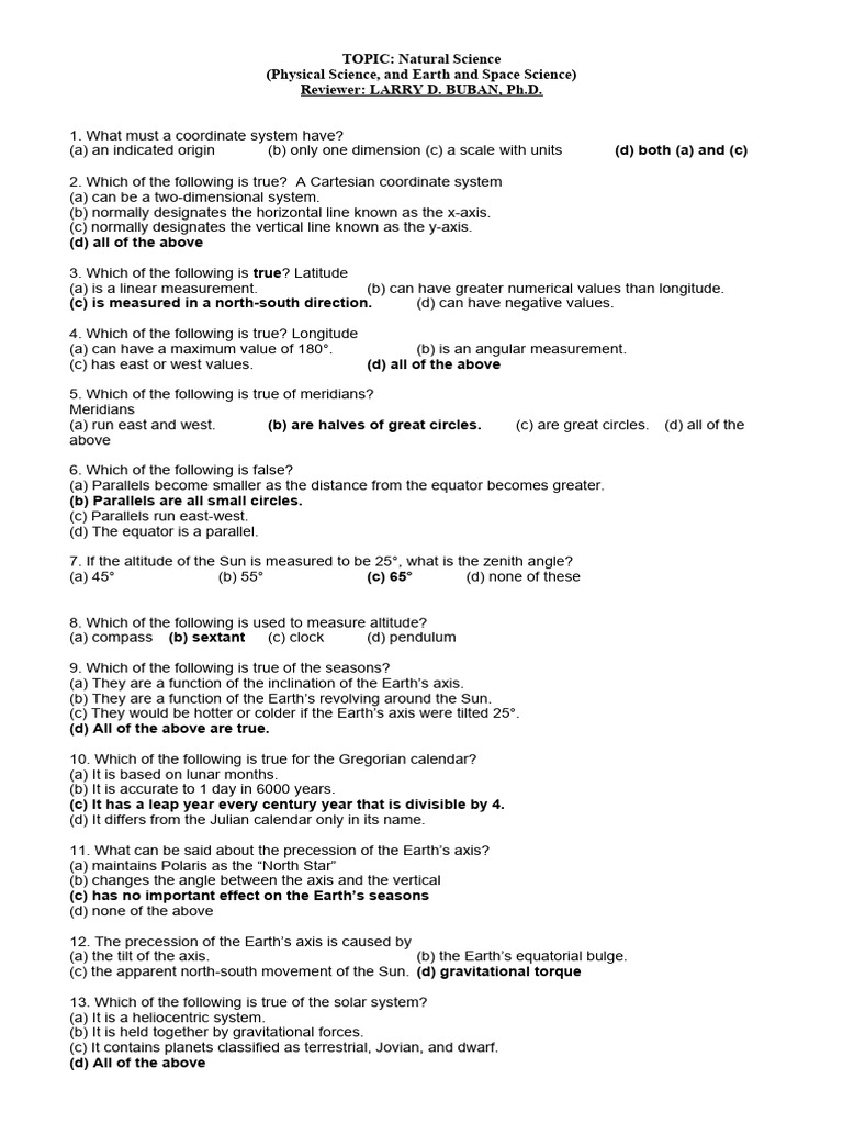 Natural Science: Coordinate Systems & Seasons | PDF | Rock (Geology ...