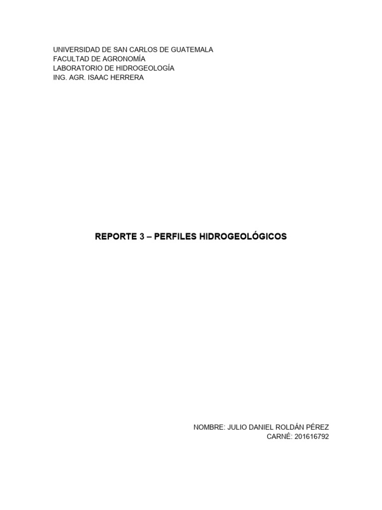 Reporte 3 - Perfiles Hidrogeológicos | PDF | Geología | Mapa