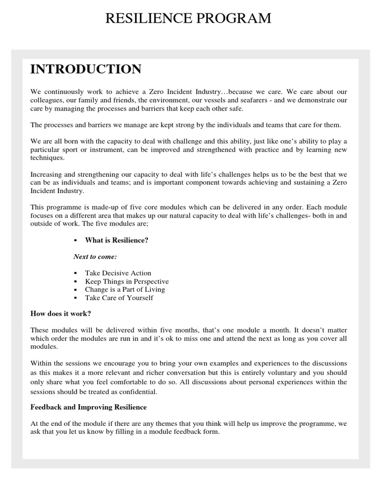 Handout Module 1 Resilience | PDF | Psychological Resilience | Psychology