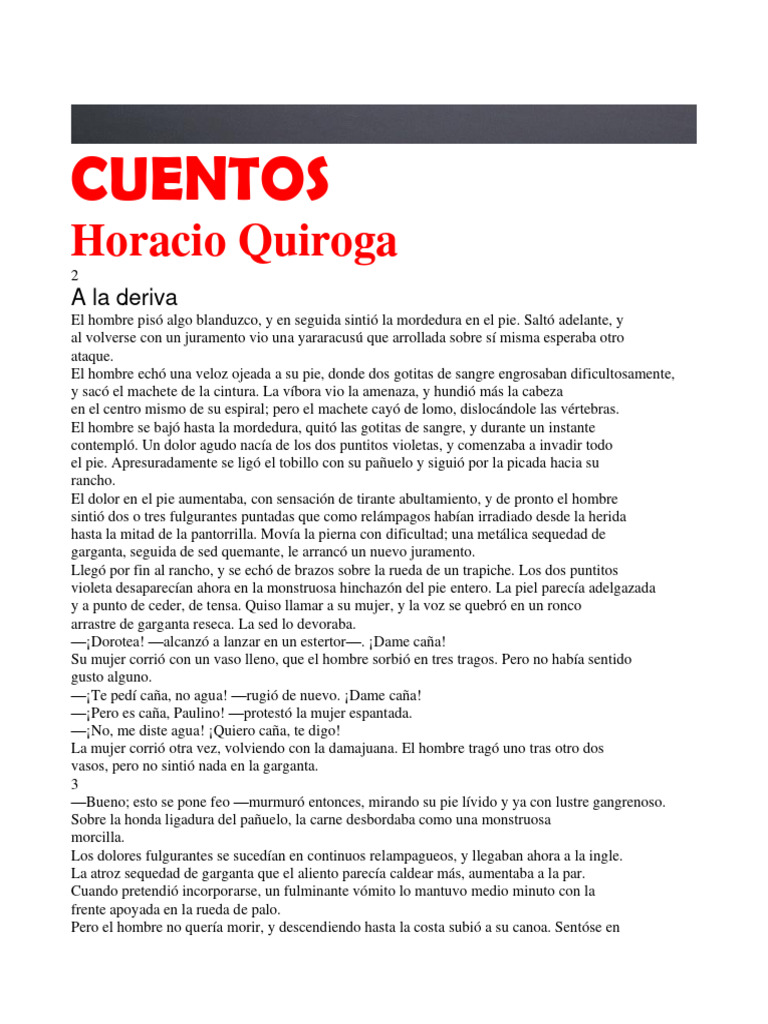 Cuentos Horacio Quiroga | PDF | Amor