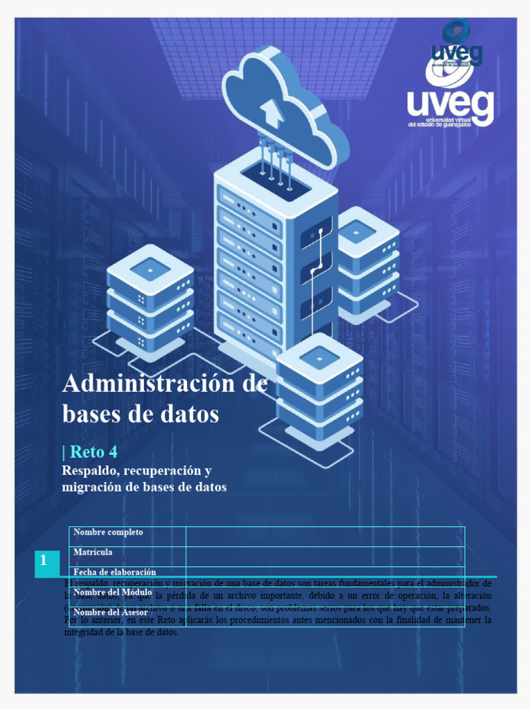 Reto4 Plantilla Administracion de Bases de Datos Uveg | PDF | Bases de ...