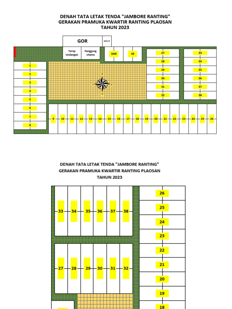 Denah Kapling Tenda Jambore Ranting (Kwarran Plaosan) | PDF