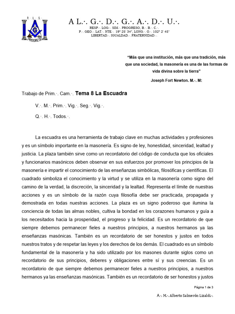 Tema 8 La Escuadra | PDF | Masonería
