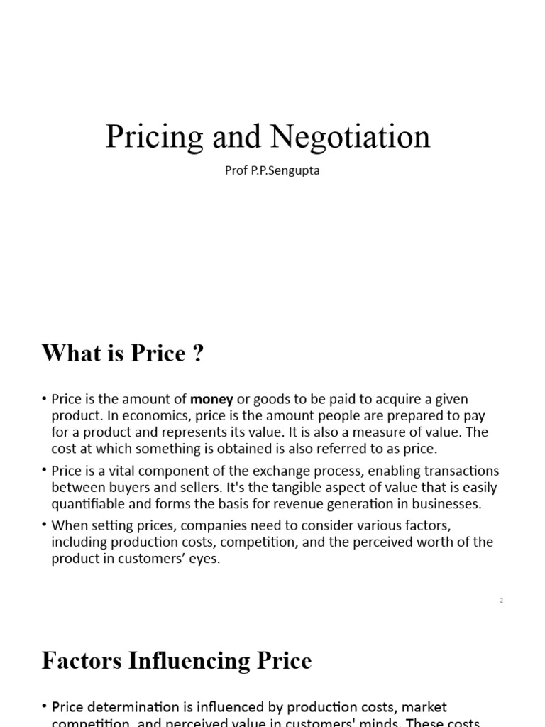 Pricing and Negotiation | PDF | Negotiation | Pricing