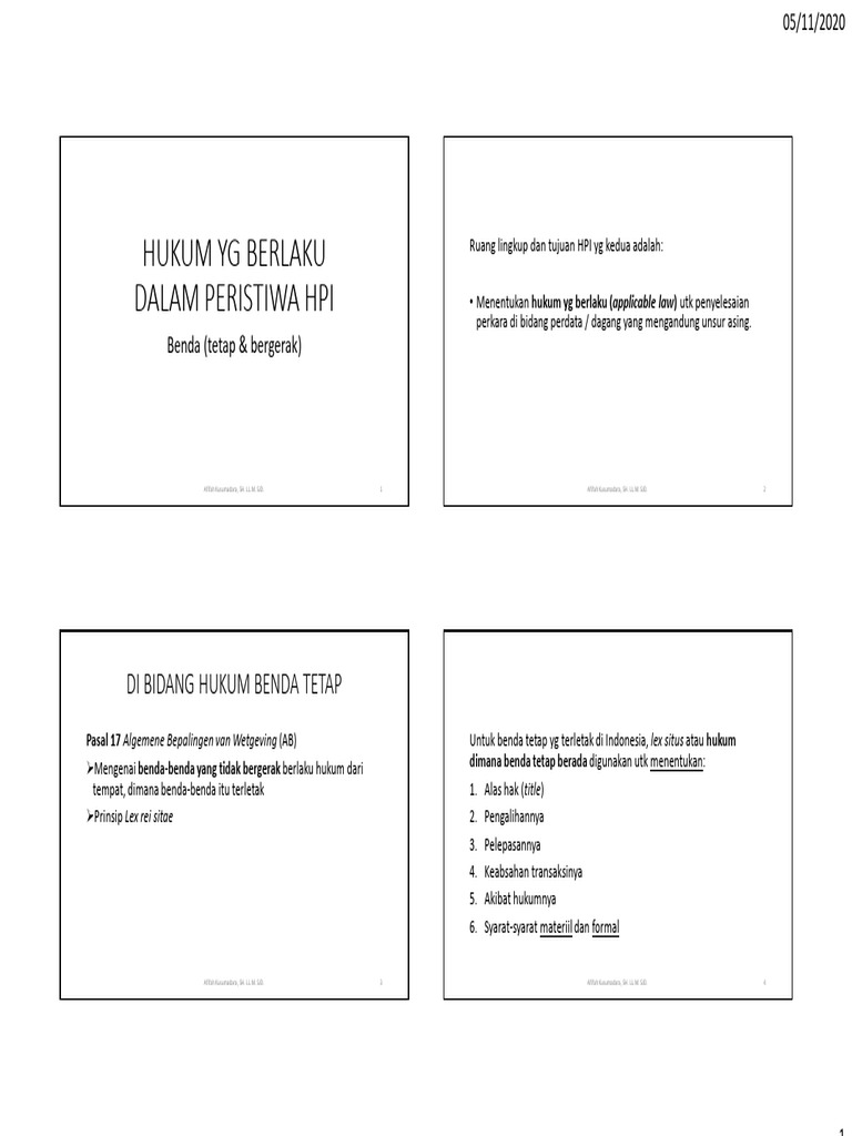 Hukum Berlaku untuk Benda Tetap dan Bergerak | PDF